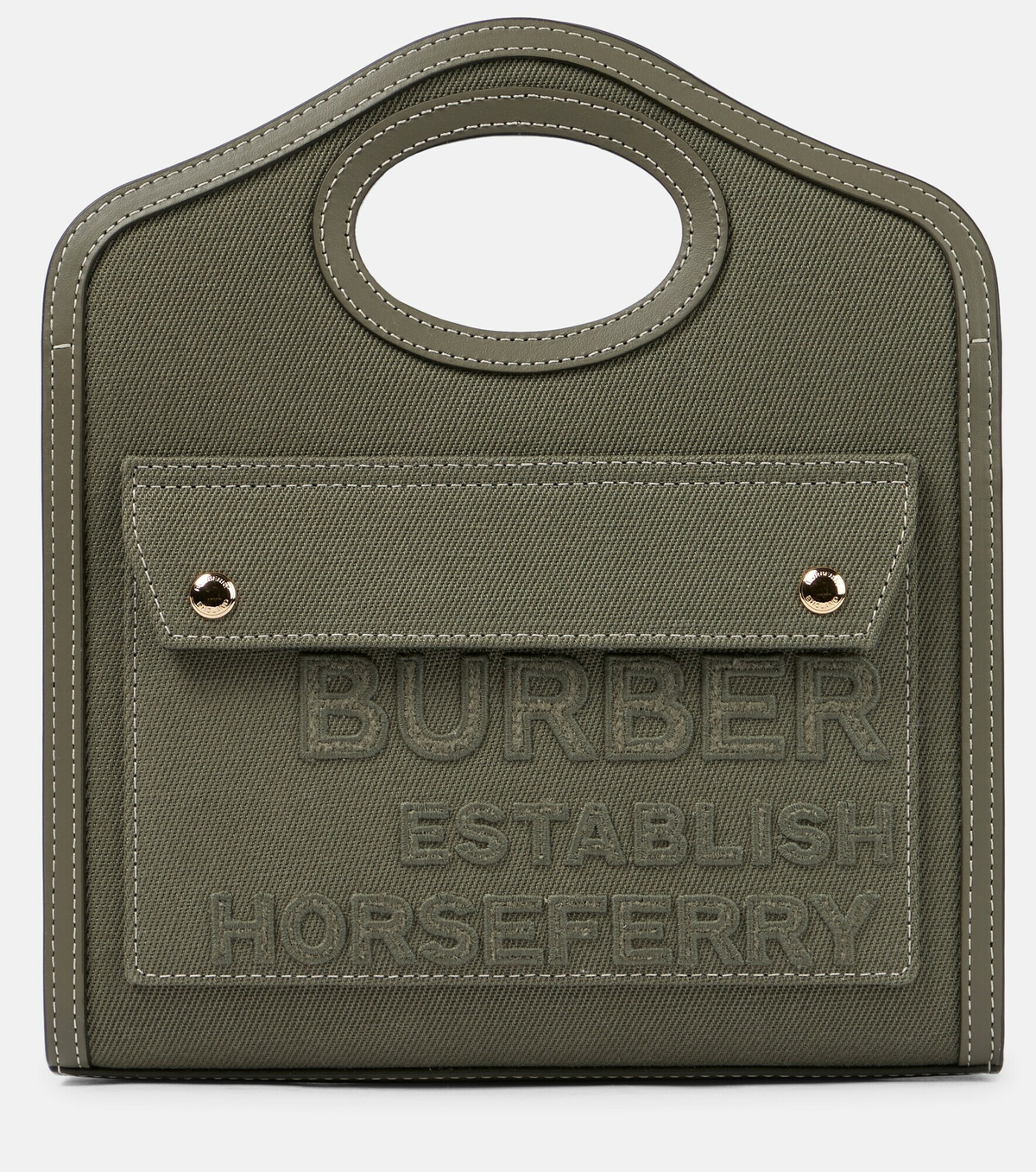 Burberry - Pocket Mini leather-trimmed canvas tote Burberry