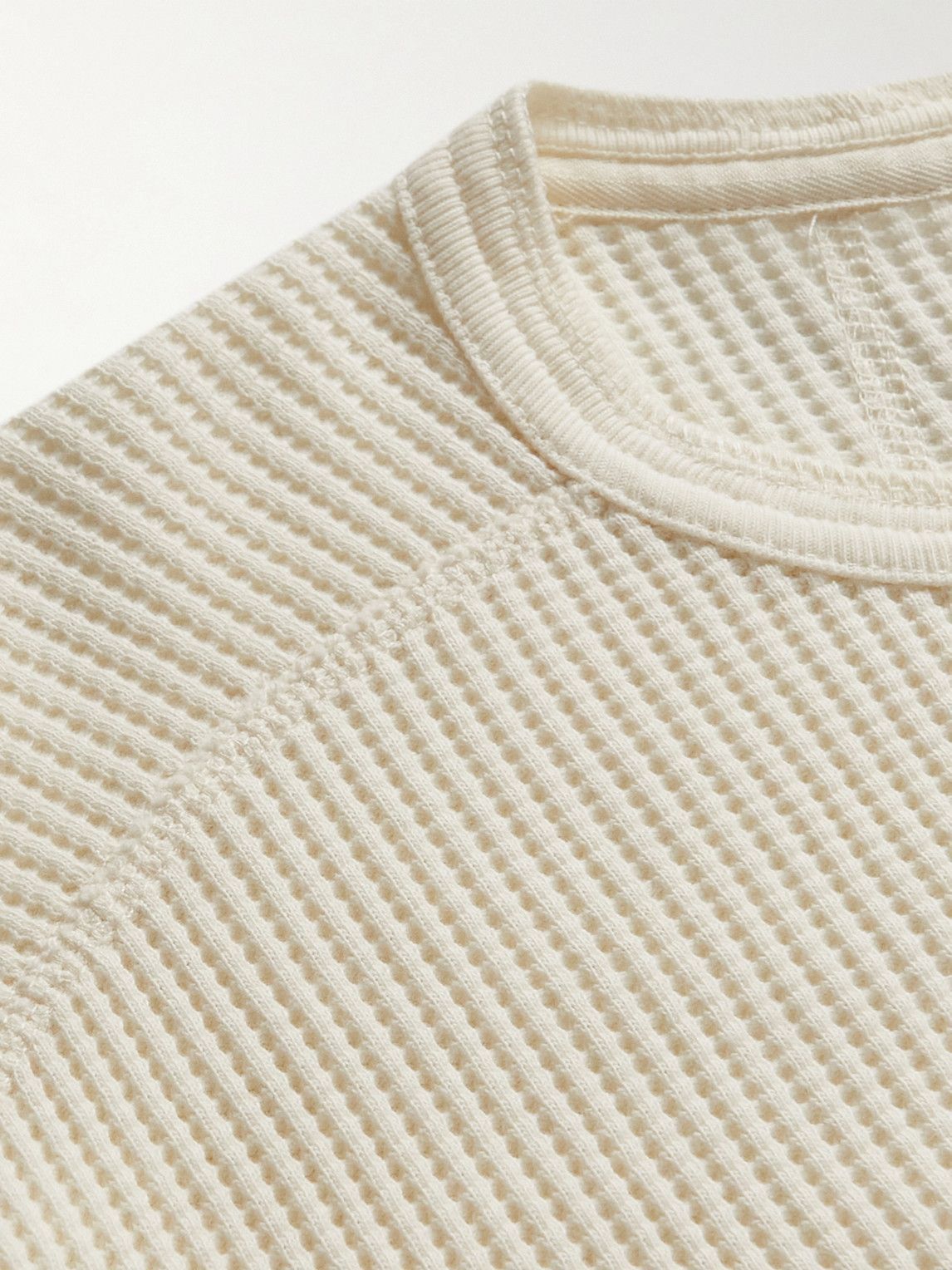 Rag & Bone - Devon Waffle-Knit Cotton Henley T-Shirt - Neutrals Rag and ...