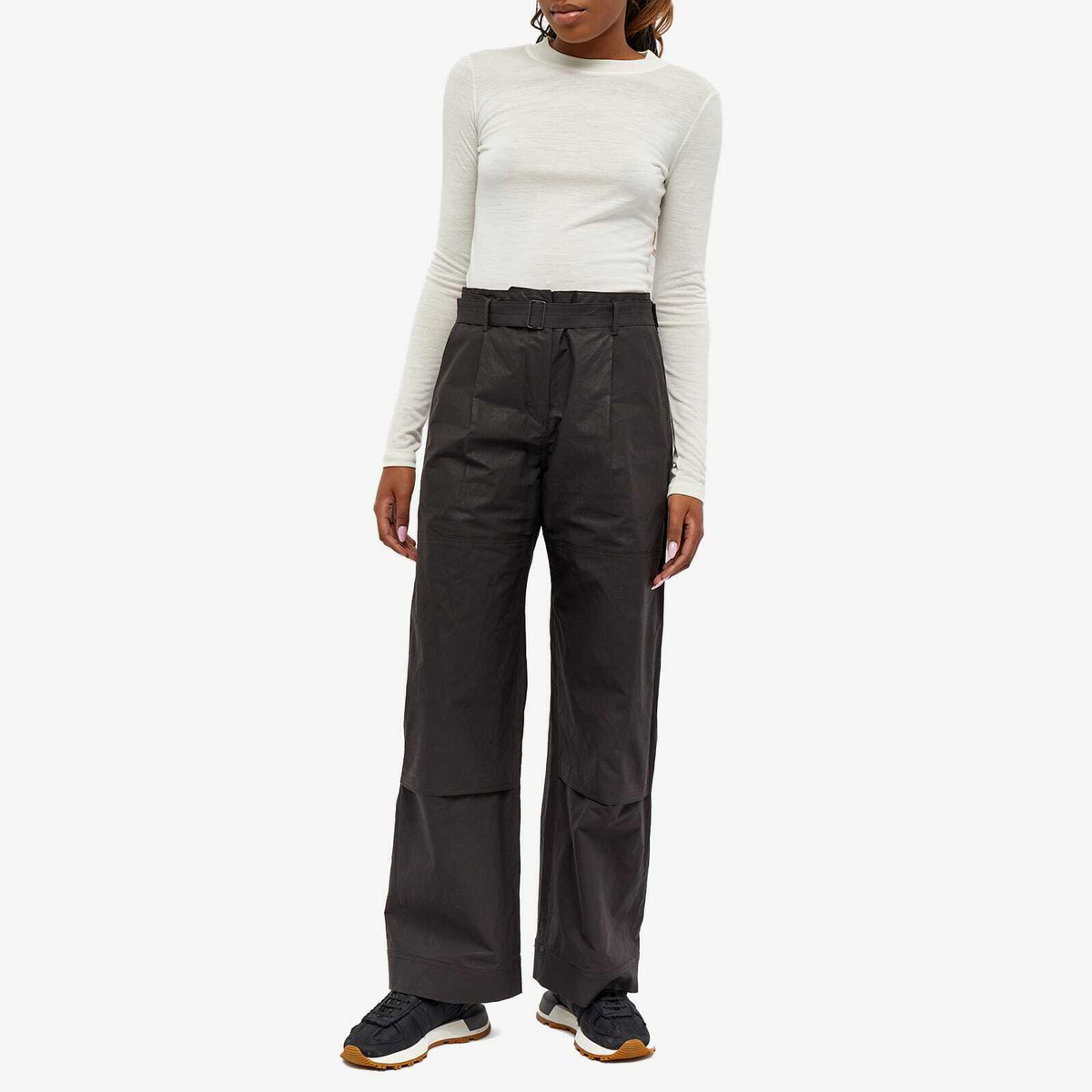 Jil Sander Women's Plus Long Sleeve Top With Small Logo in Porcelain ...