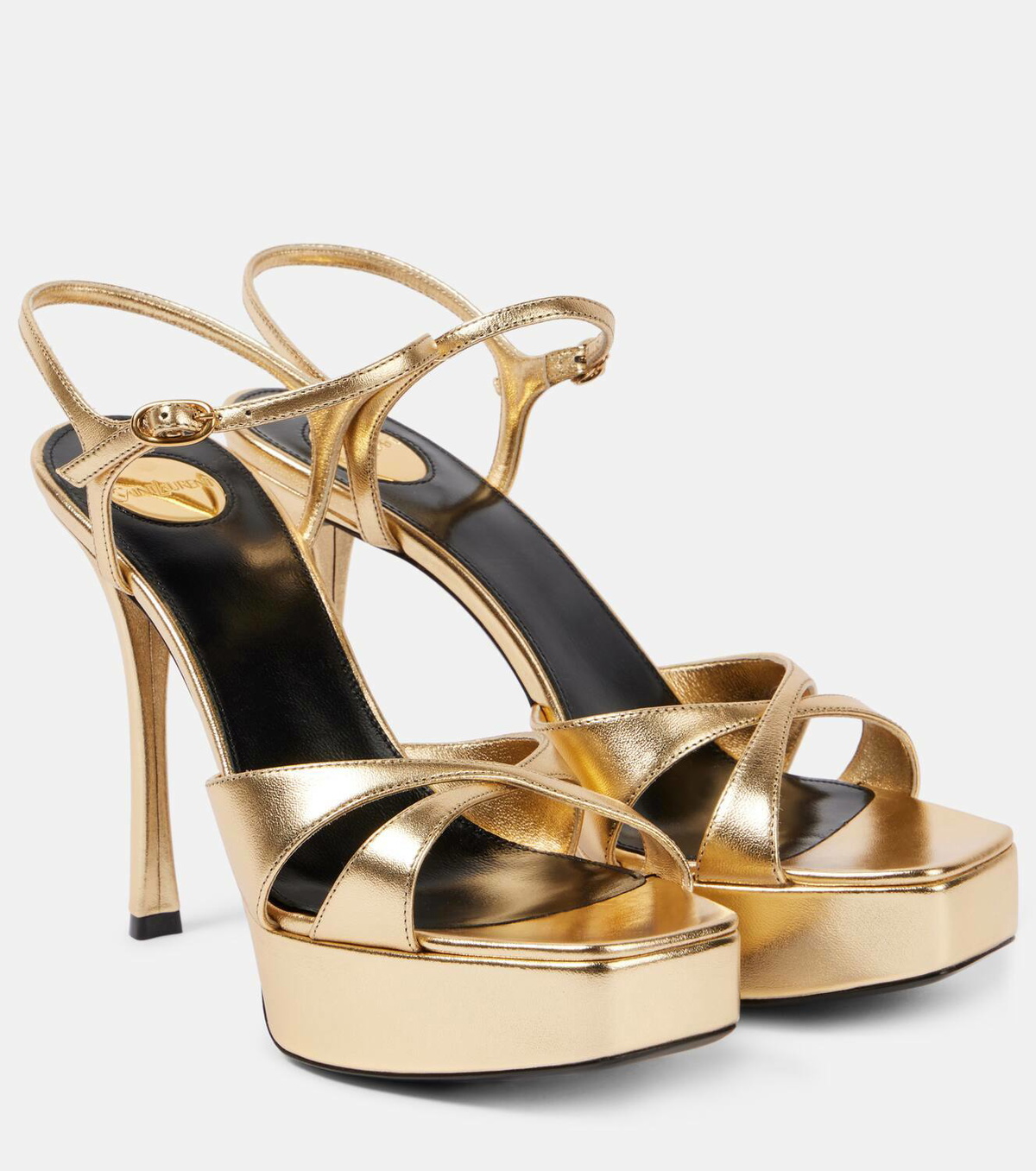 Saint Laurent Debbie 85 metallic-leather platform sandals Saint Laurent