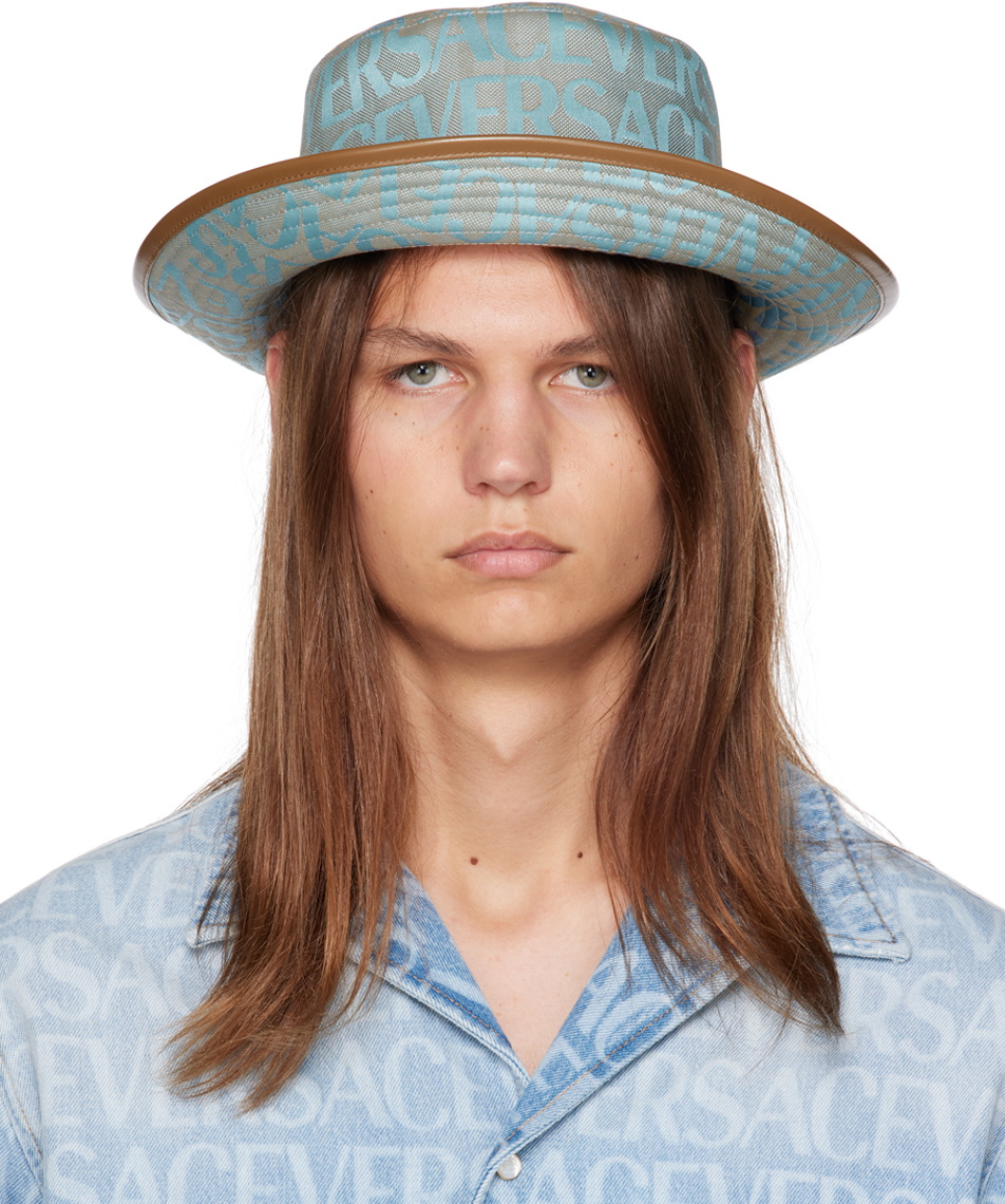 Versace Blue Allover Bucket Hat Versace