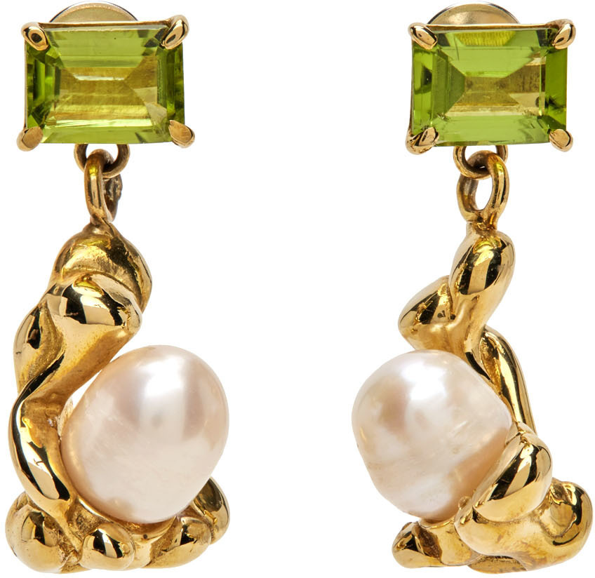 FARIS Gold Tresor Gem Drop Earrings Faris