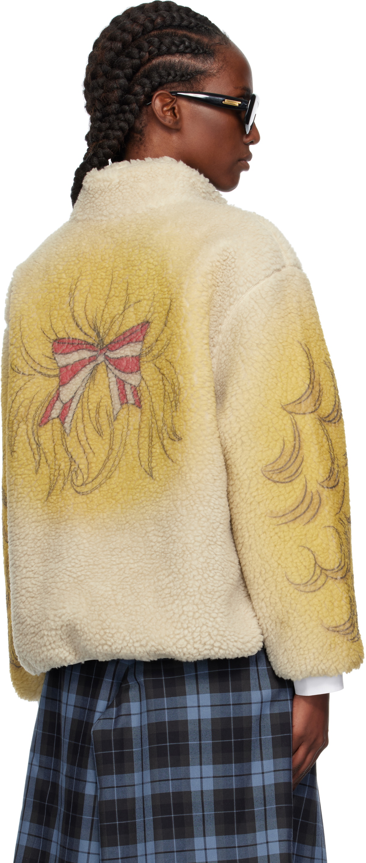 Pushbutton Yellow & Beige Crying Girl Half Zip Up Fleece Sweater Pushbutton