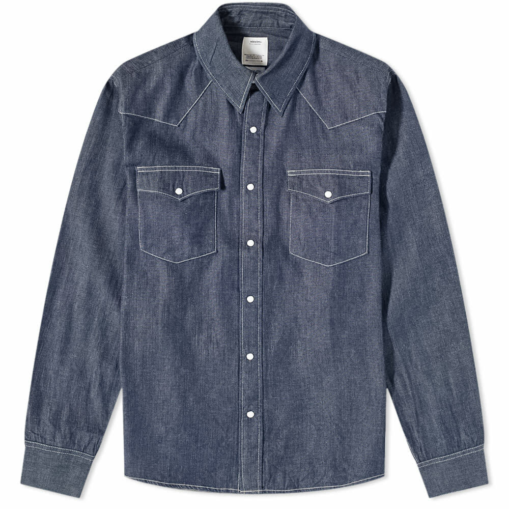 Visvim Men's Social Sculpture Denim Shirt in Blue Visvim