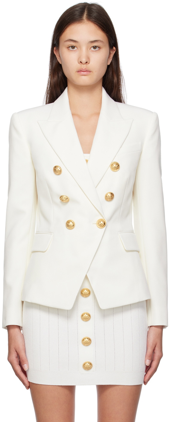 Balmain White Double-Breasted Blazer Balmain