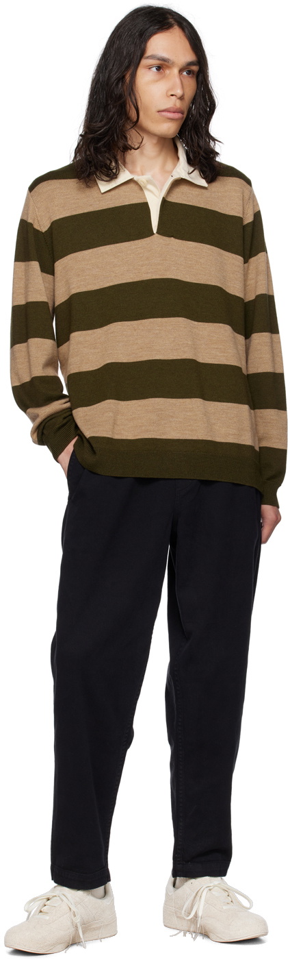 YMC Green & Beige JJ Rugby Polo YMC