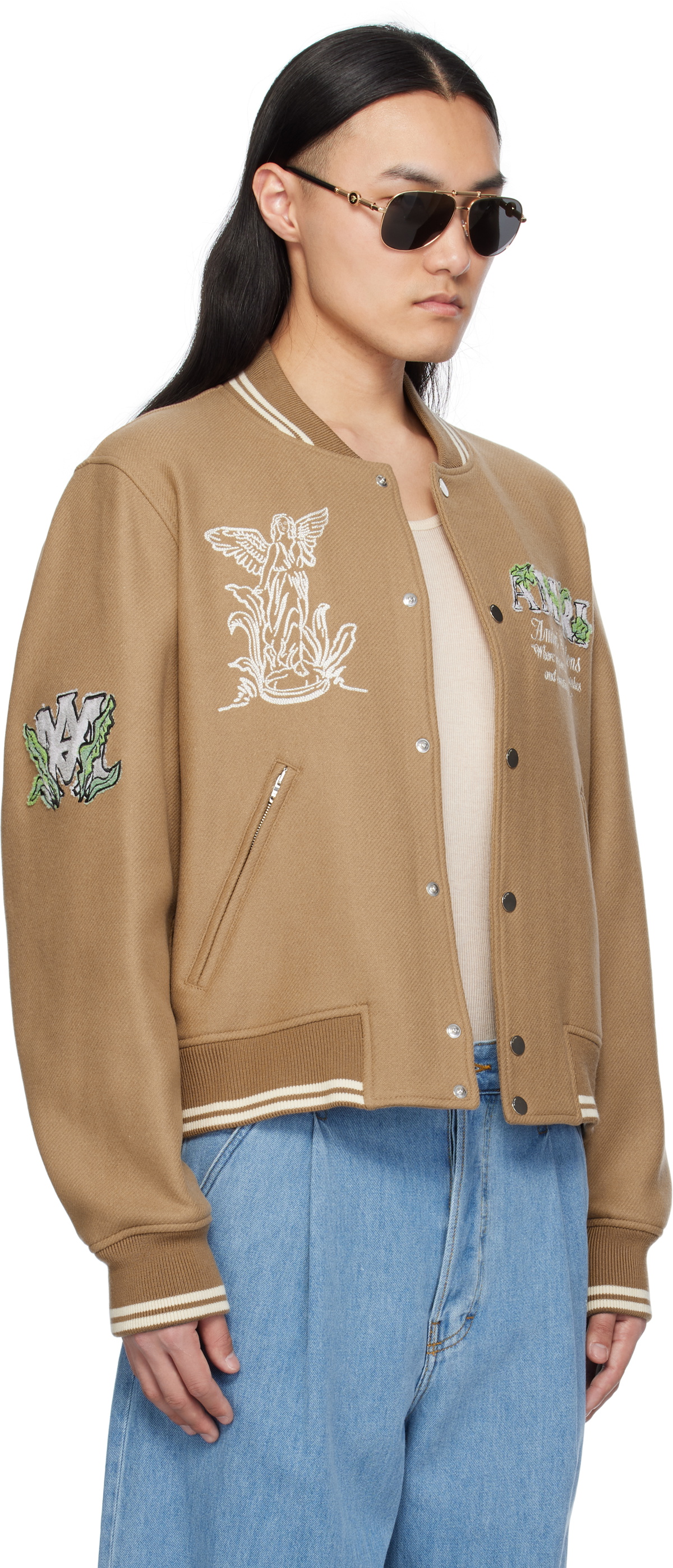 AMIRI Brown 'Amiri' Garden Bomber Jacket Amiri