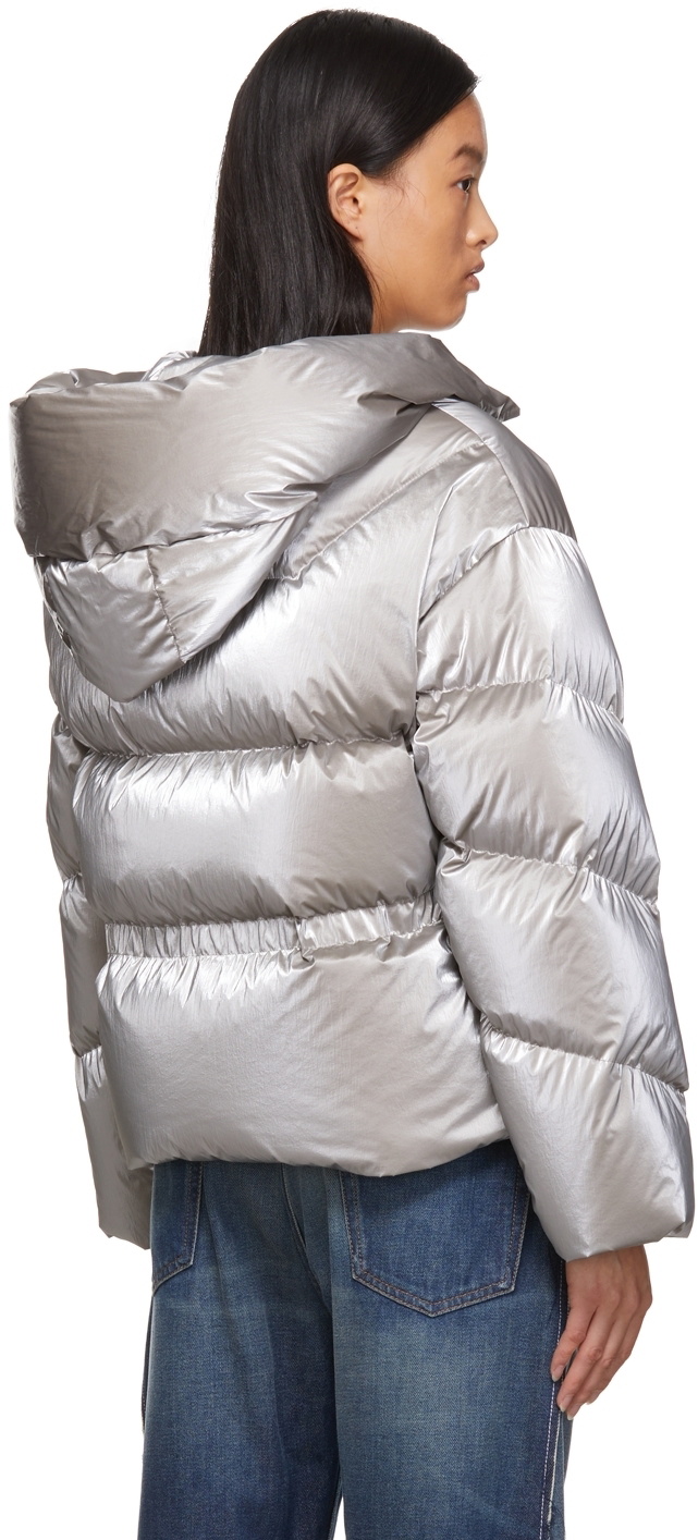 Moncler Silver Down Frele Chevron Jacket Moncler
