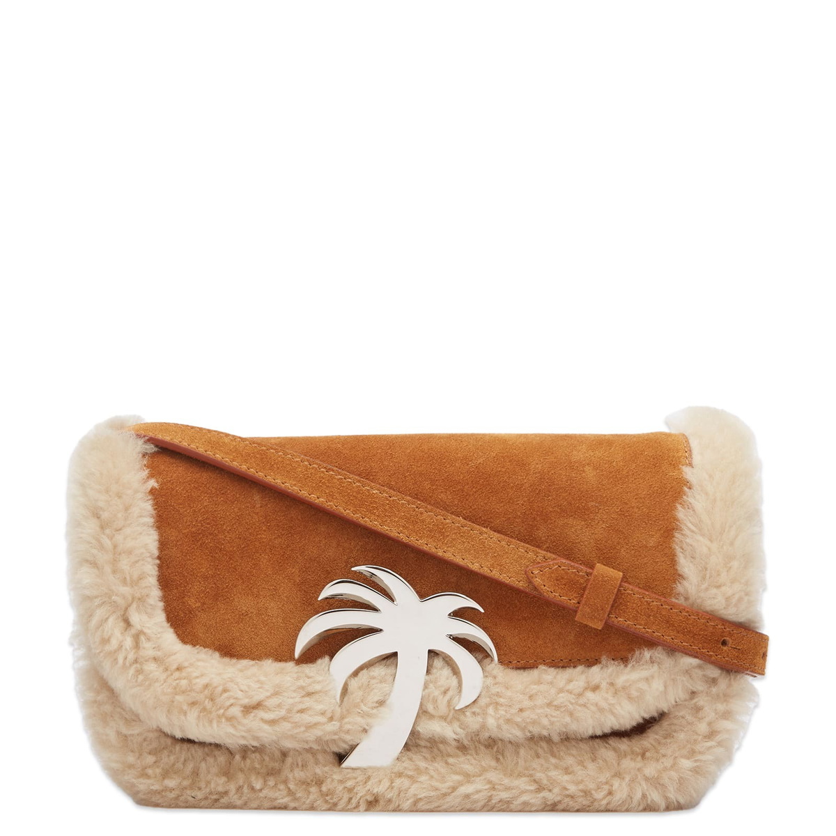 Palm Angels Women's Fur Palm Bridge Bag in Beige Palm Angels