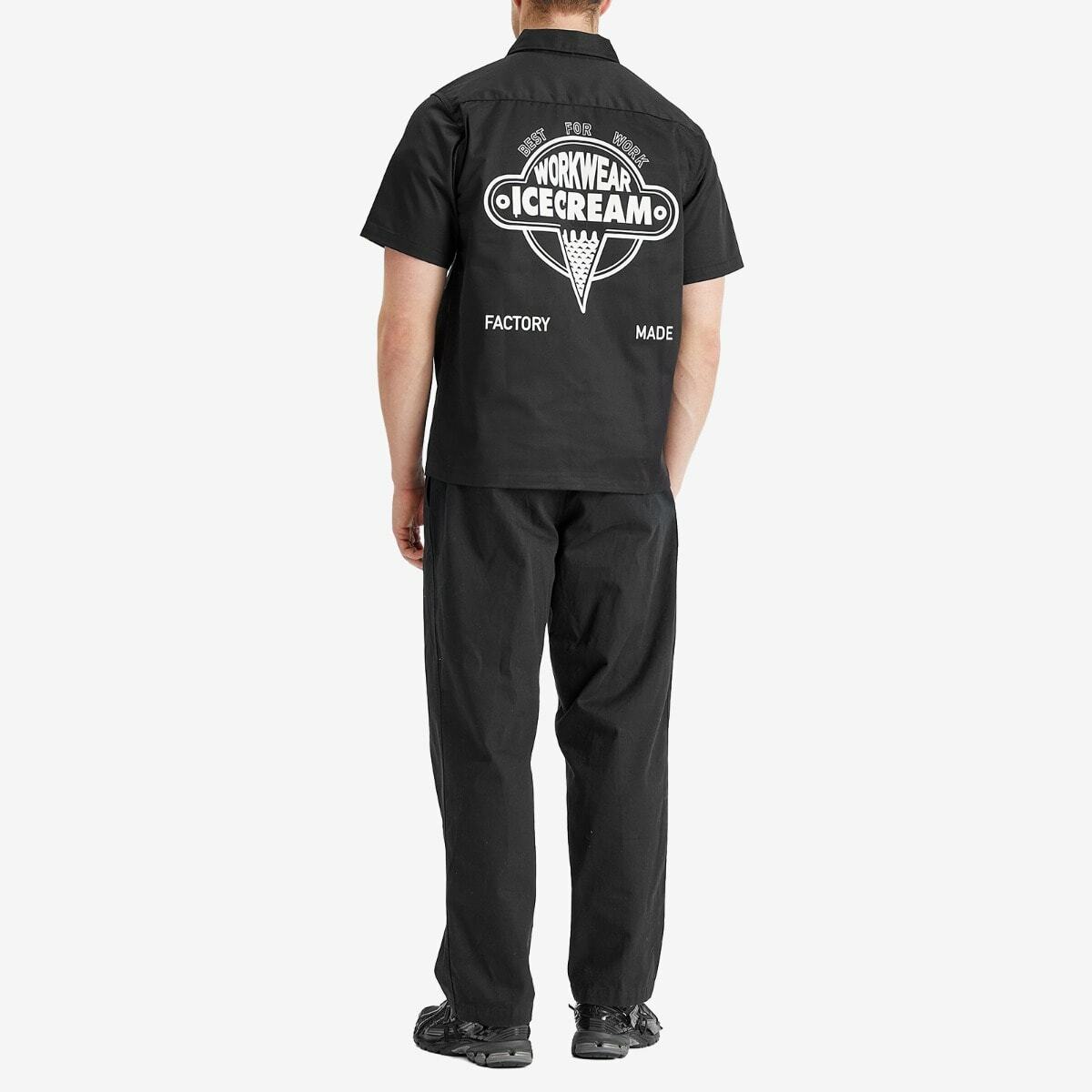 ICECREAM Men's Quarter Zip Work Shirt in Black ICECREAM