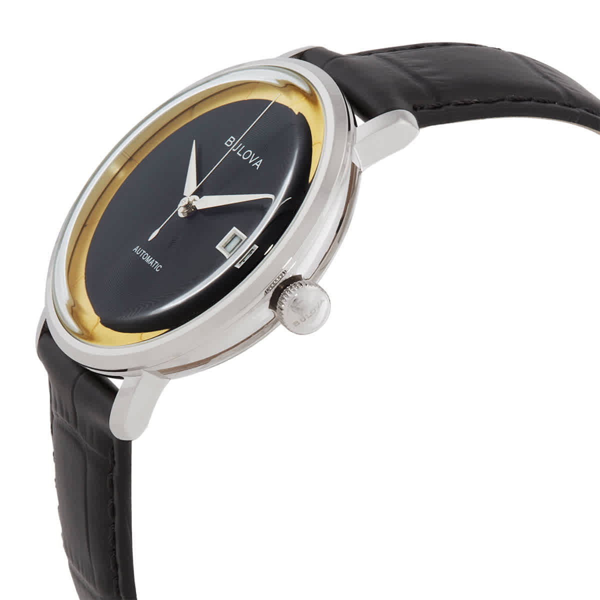 Bulova Rat Pack Automatic Black Dial Mens Watch 96B406 Bulova