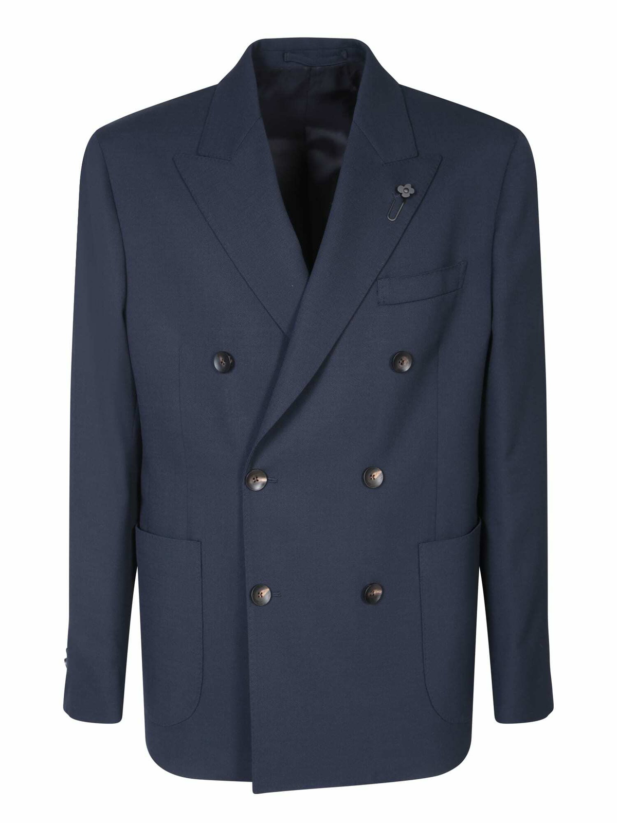 Lardini Double-breasted Blue Jacket Lardini