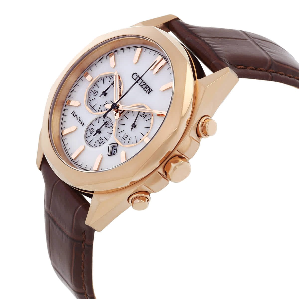 Citizen Eco-Drive Chronograph Ivory White Dial Mens Watch CA4593-15A ...