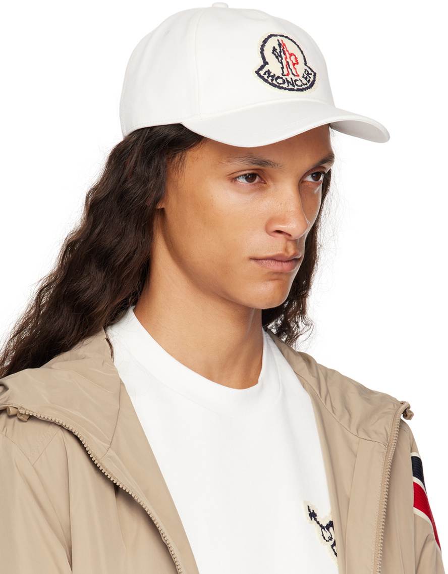 Moncler White Logo Appliqué Cap Moncler