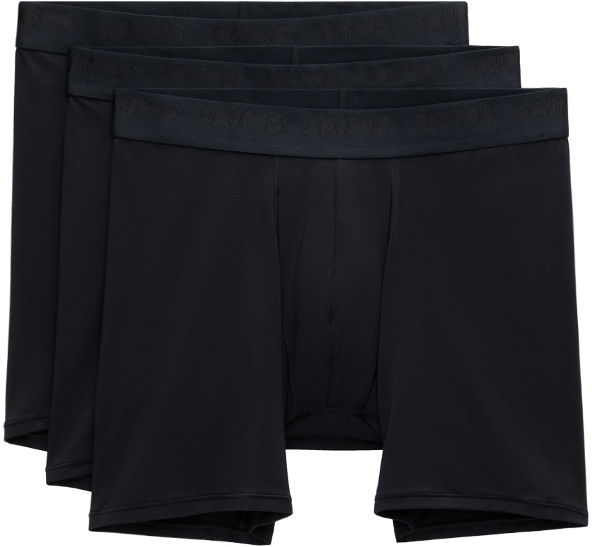 SKIMS Three-Pack Black SKIMS Stretch 5 Boxer Briefs SKIMS