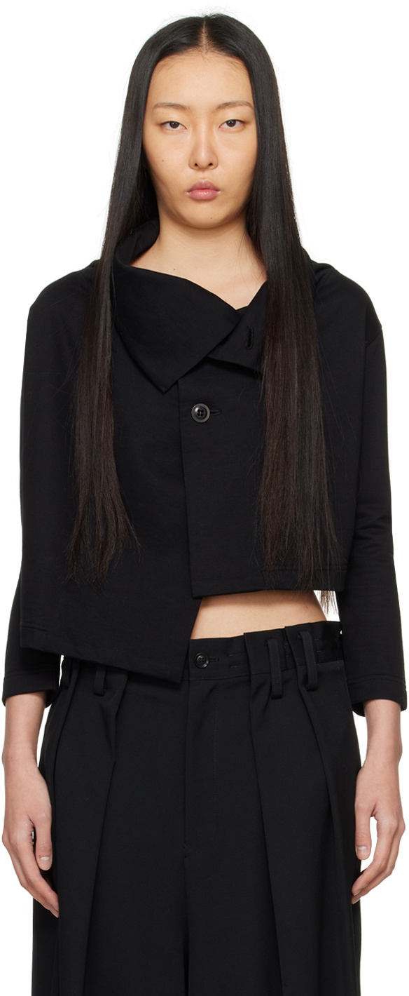 Y's Black Asymmetric Jacket Y's For Men