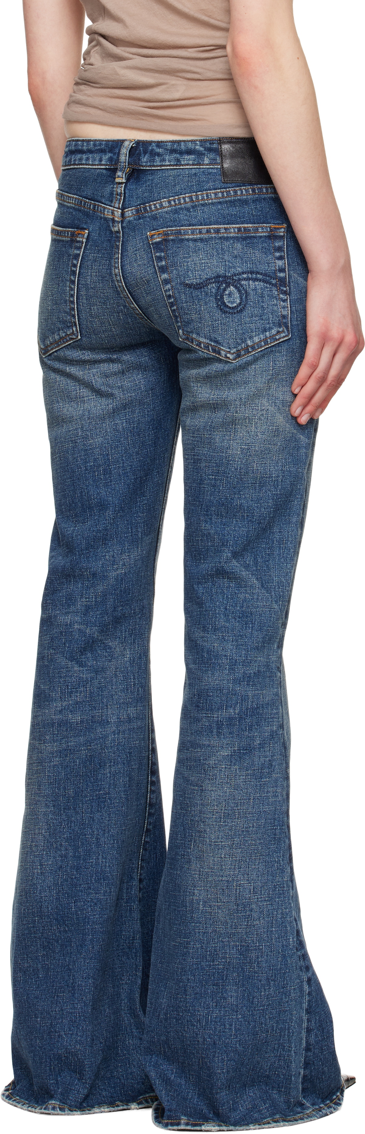 R13 Blue Overflow Boy Flare Jeans R13