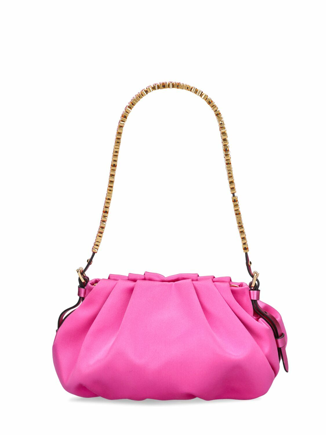 MOSCHINO - Mini Satin Bag W/crystal Logo Moschino