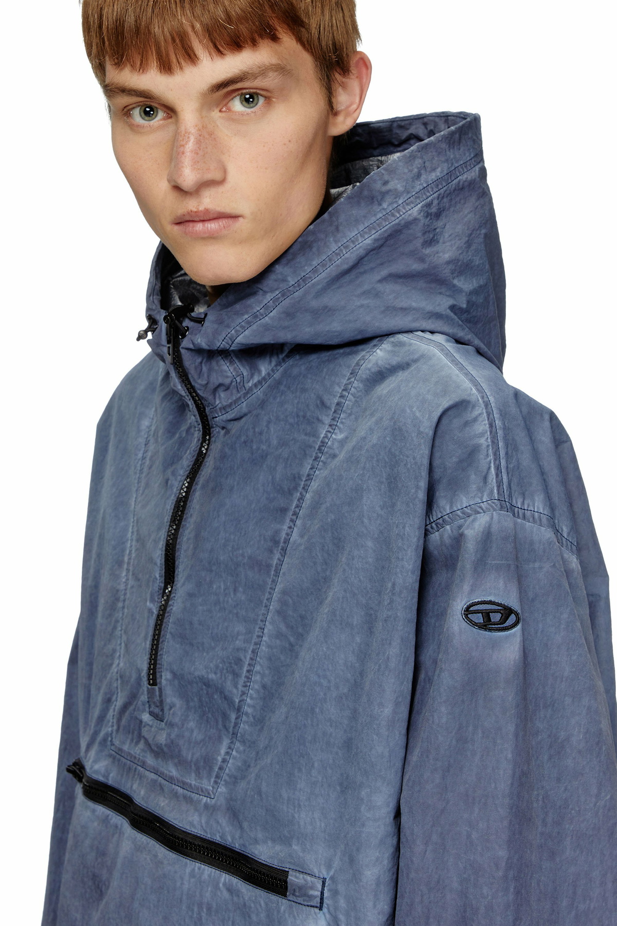 Diesel Packable hooded anorak jacket - Jackets Mens in Blue Diesel