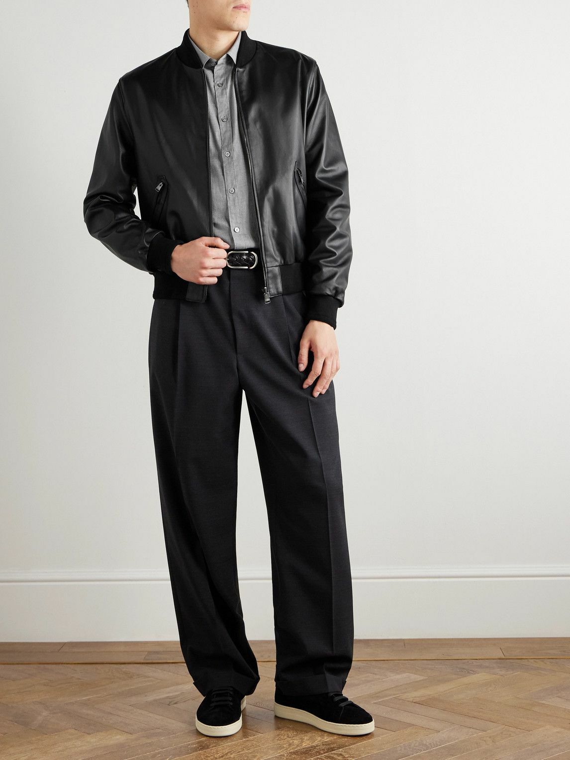 Canali - Reversible Leather and Shell Bomber Jacket - Black Canali