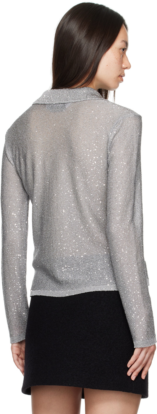 MSGM Gray Glitter Polo MSGM