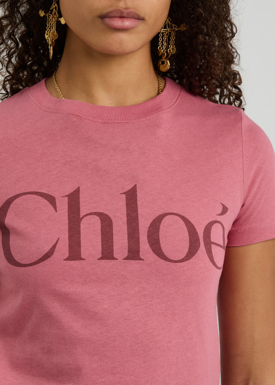 Chloe Logo-printed Cotton T-shirt Pink Chloe