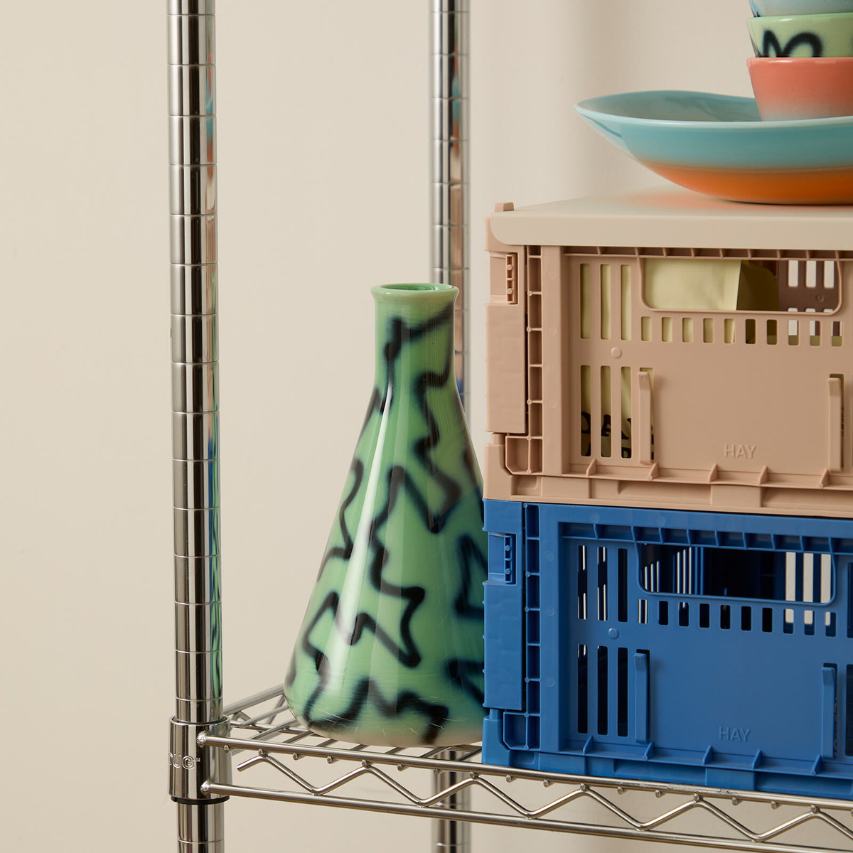Frizbee Ceramics Erlenmeyer Jug in Green Pizza Frizbee Ceramics