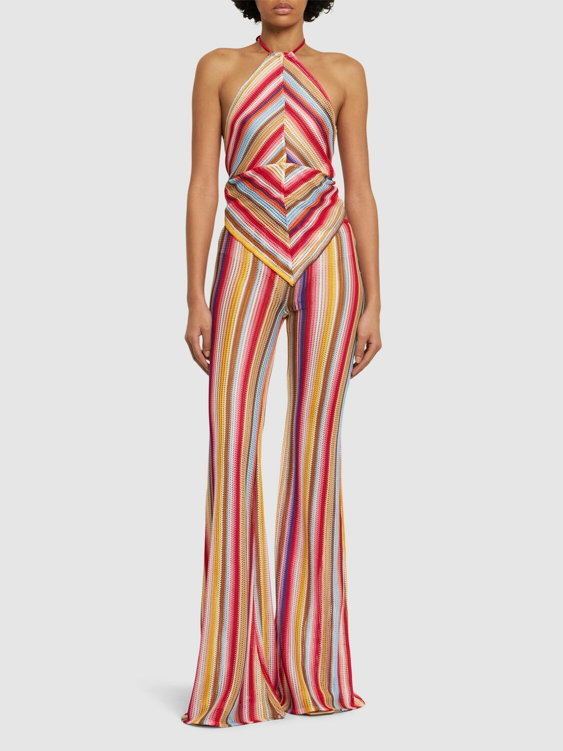 MISSONI - Striped Knit Low Rise Flared Pants Missoni