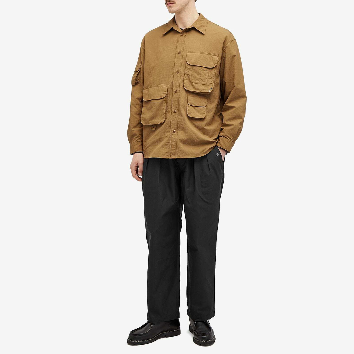 Uniform Bridge Men's Ripstop Multi Pocket Shirt in Tan Uniform Bridge