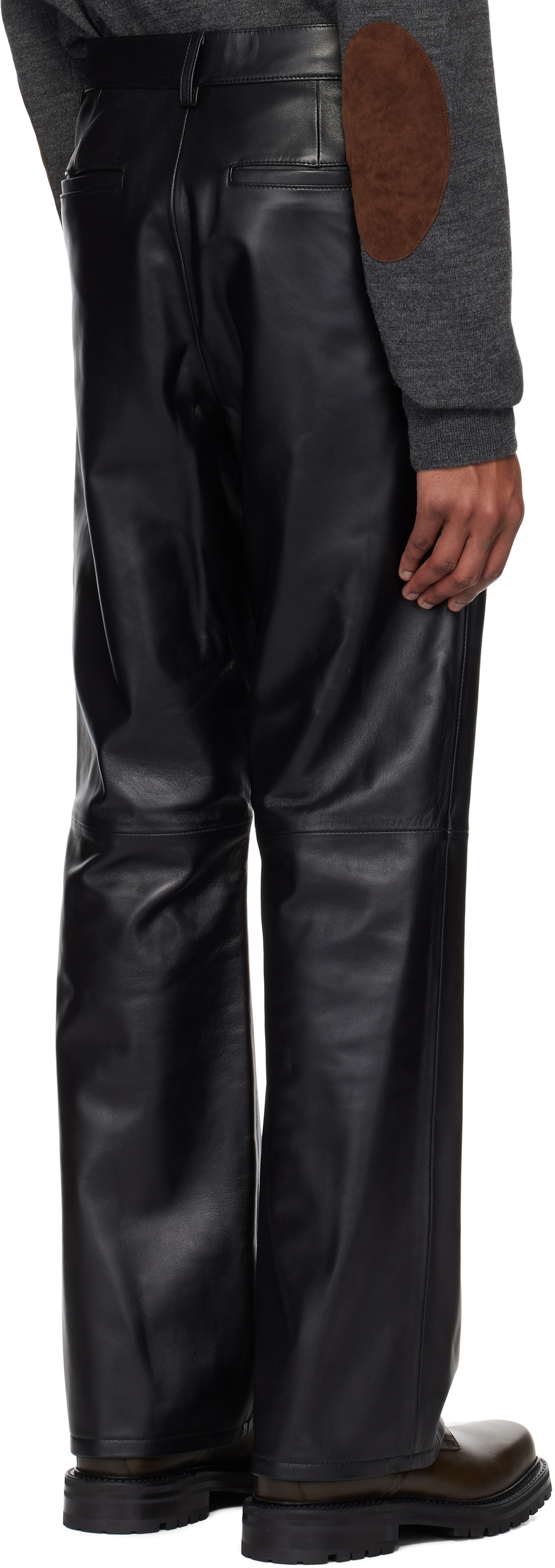 Tonywack Black Flared-Leg Leather Pants Tonywack