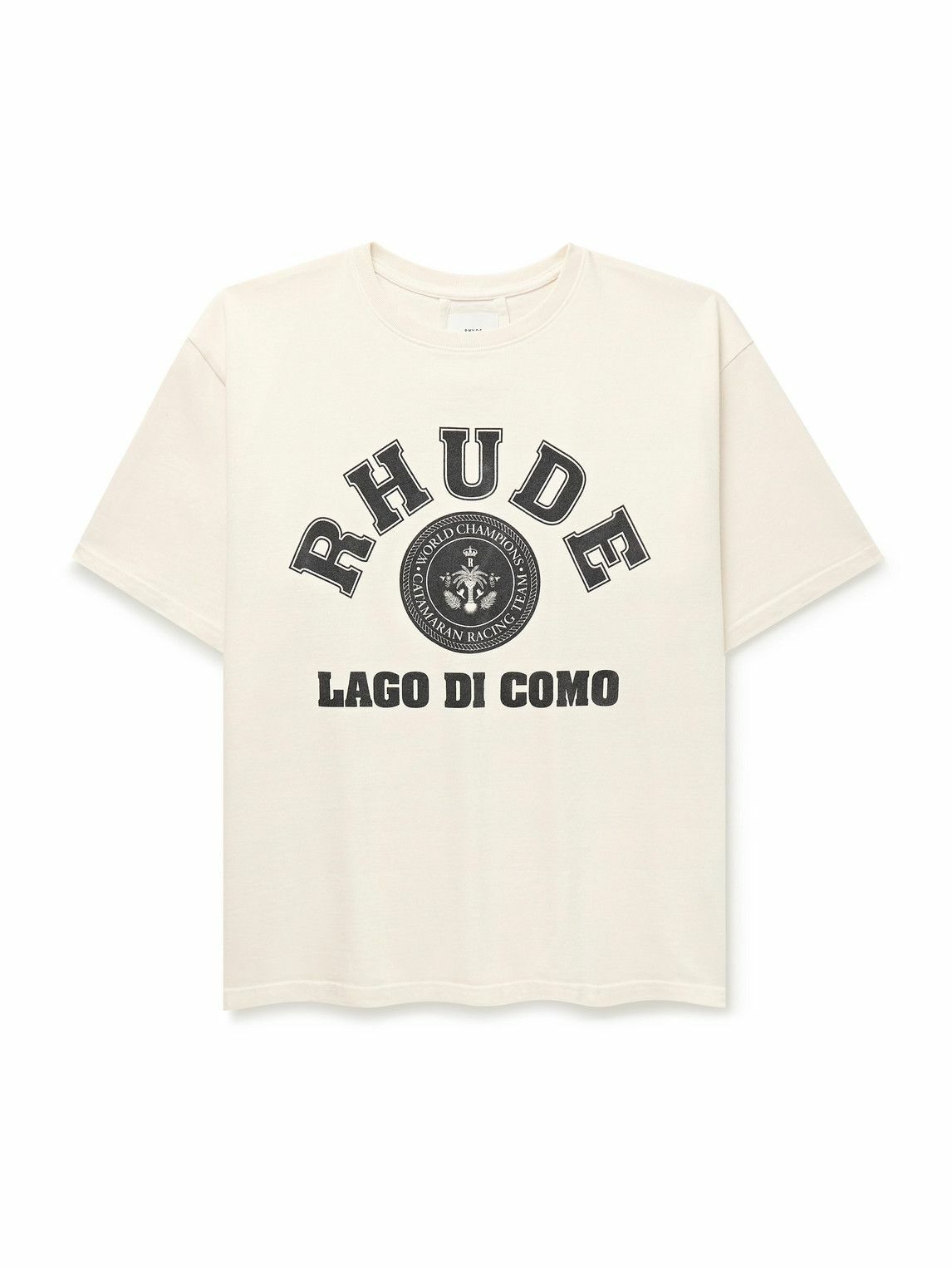 Rhude - Como 1907 Lago di Como Logo-Print Cotton-Jersey T-Shirt ...
