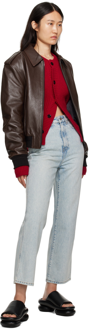 Recto Brown Epaulet Leather Jacket Recto