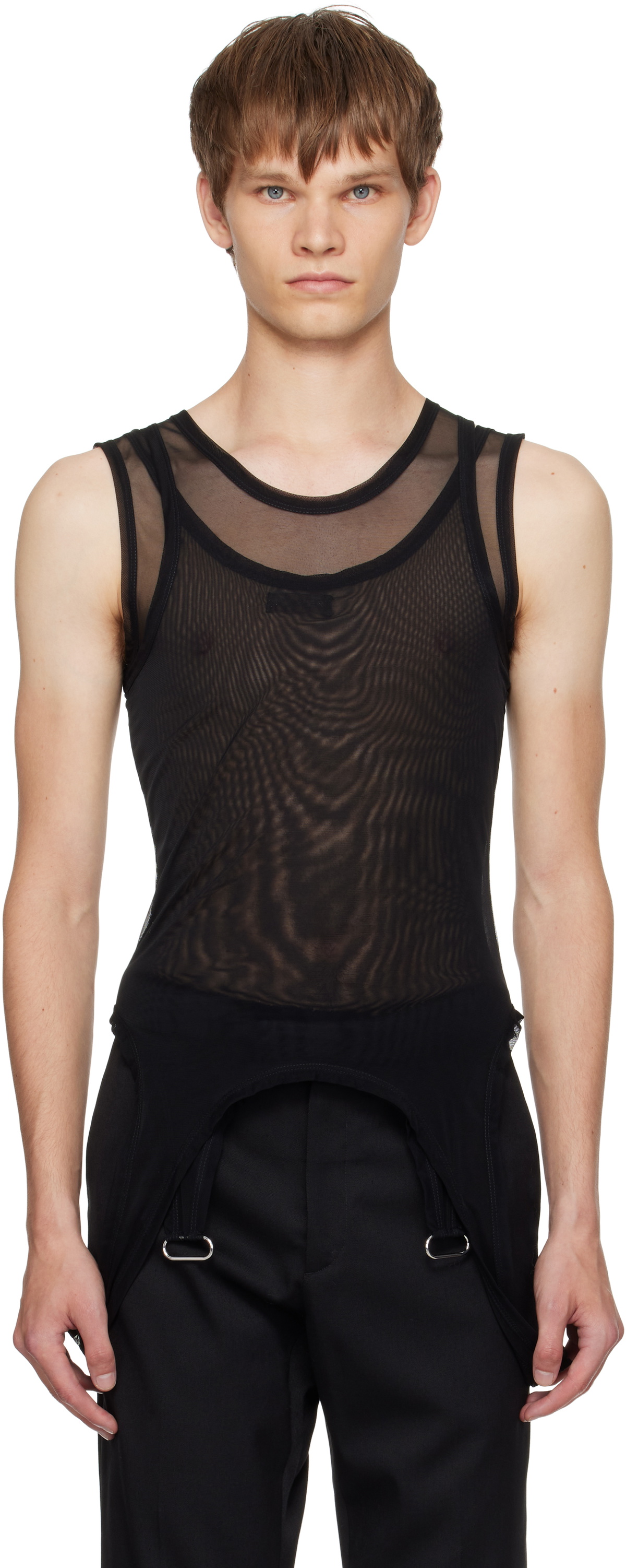 Mugler Black Garter Tank Top Mugler