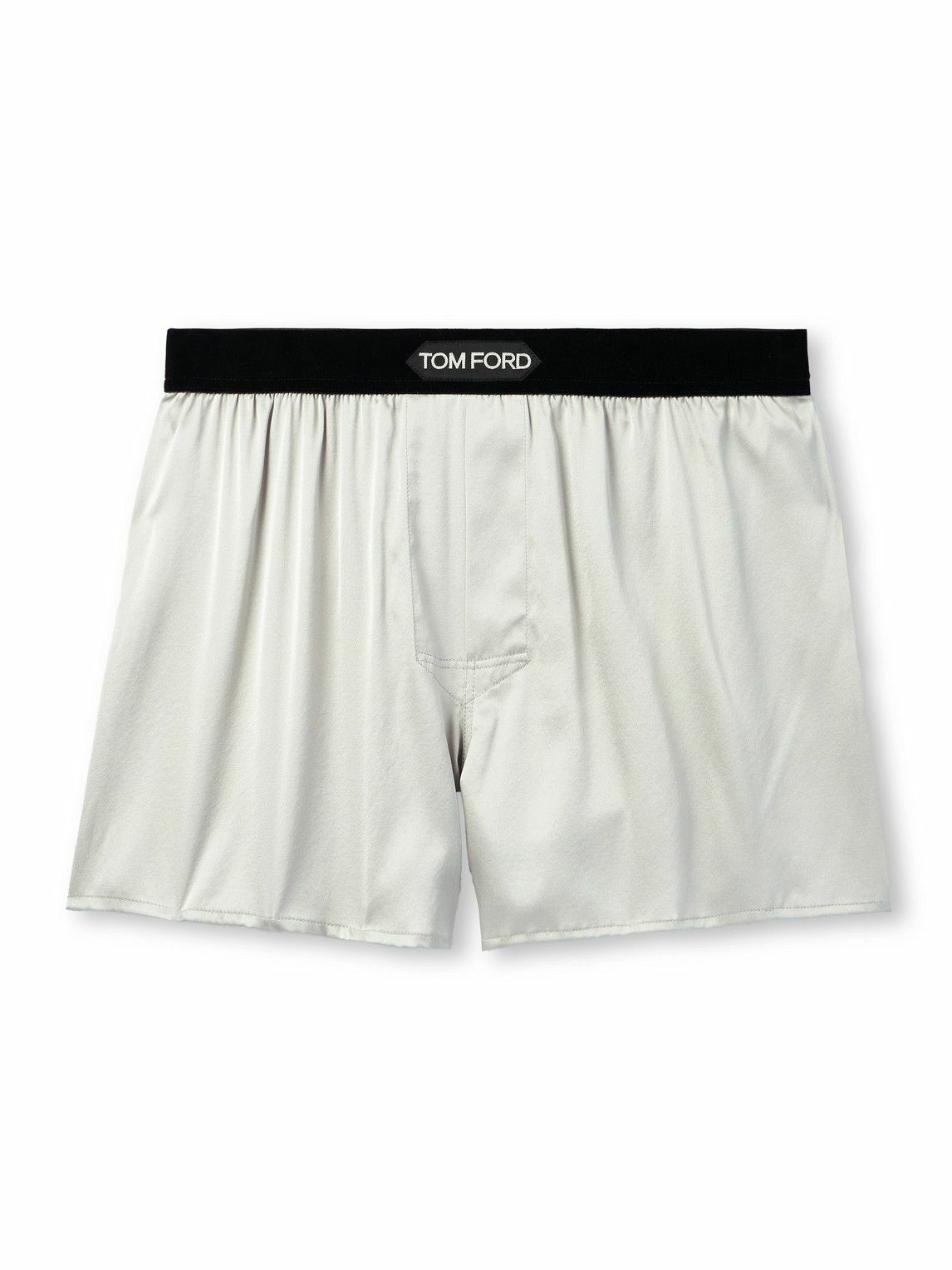 TOM FORD - Stretch-Silk Satin Boxers - Gray TOM FORD
