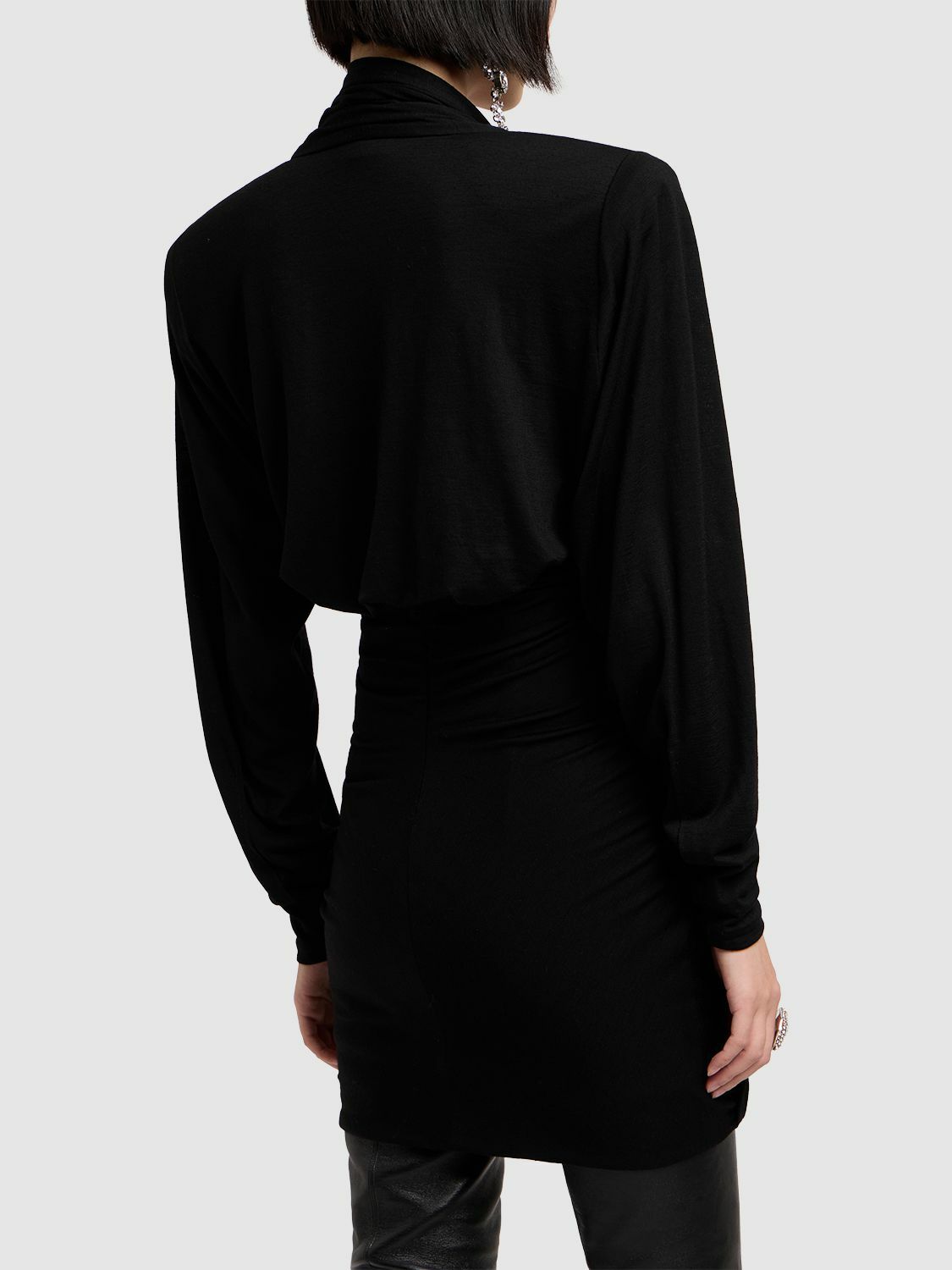 Saint Laurent Asymmetric Long Sleeve Wool Dress Saint Laurent
