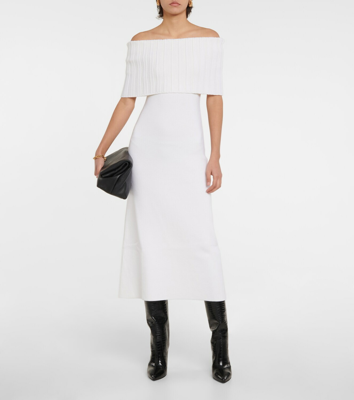Safiyaa Risette off-shoulder wool midi dress Safiyaa