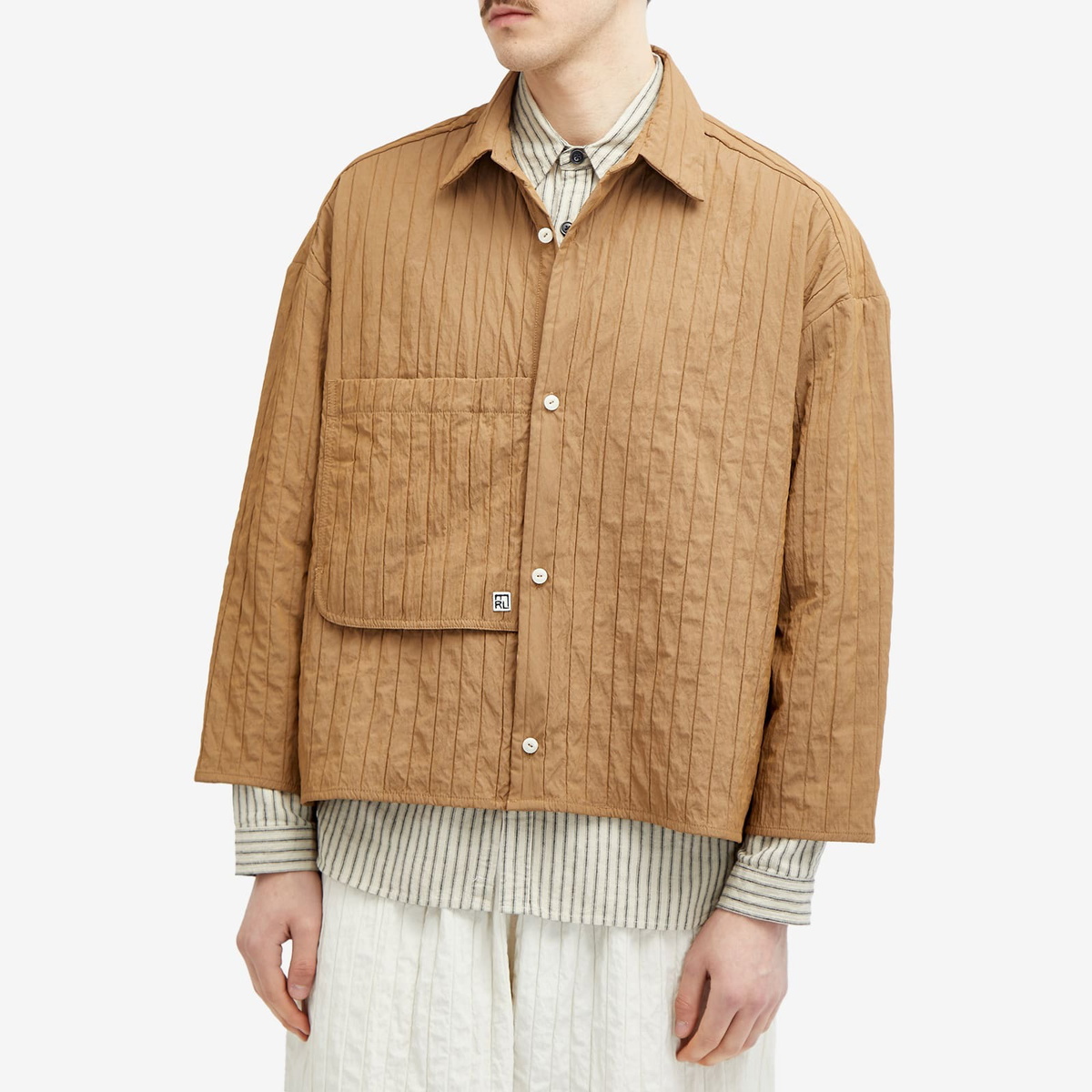 Merely Made Men's Quilted Boxy Overshirt in Sage Brown Merely Made