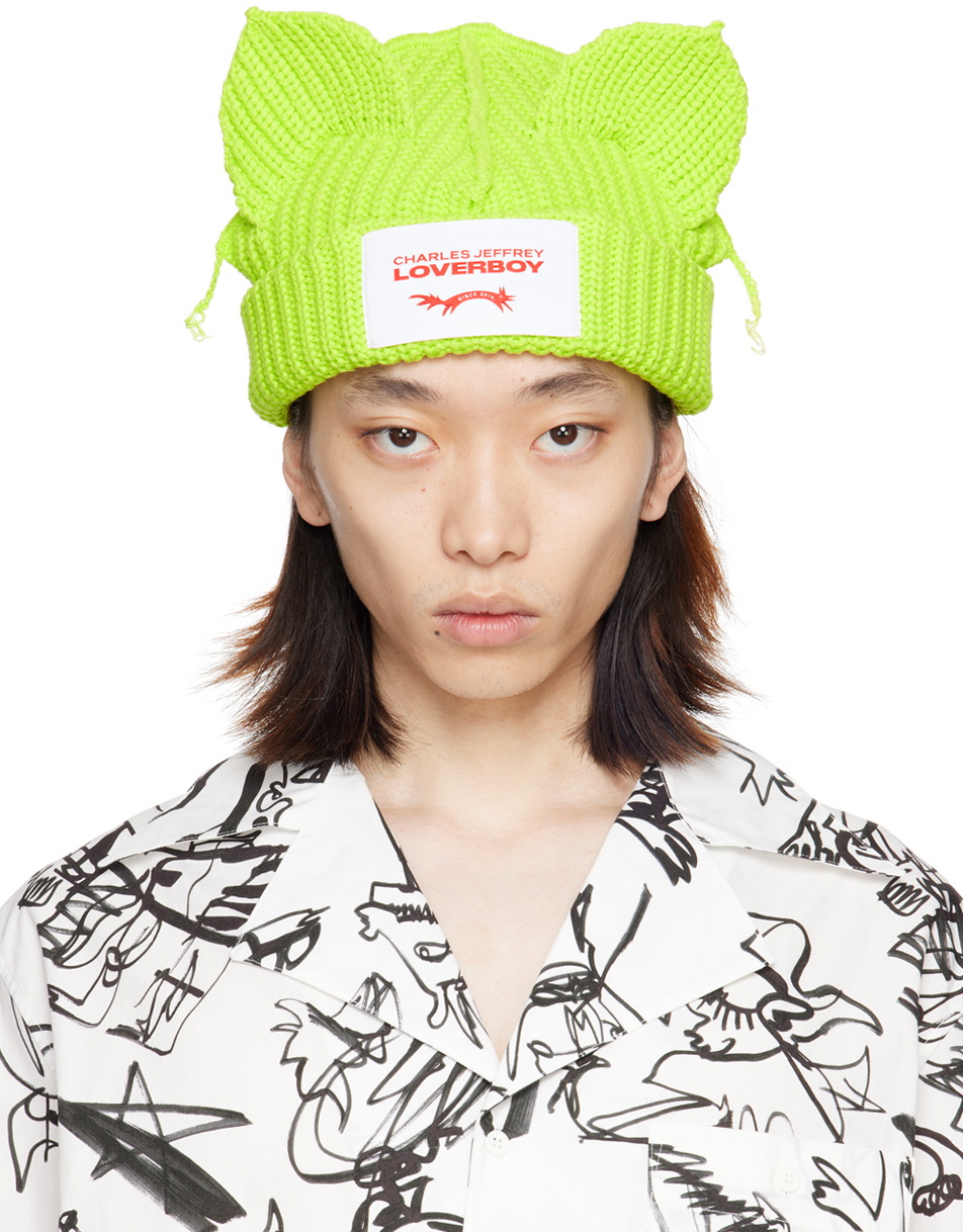 Charles Jeffrey LOVERBOY Green Chunky Ears Beanie Charles Jeffrey Loverboy