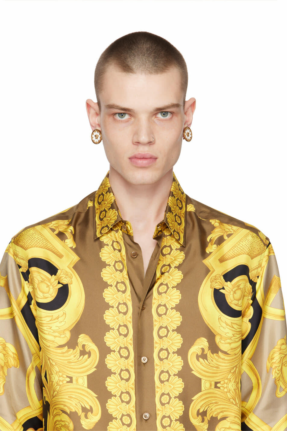 Versace Gold & White Medusa Earrings Versace