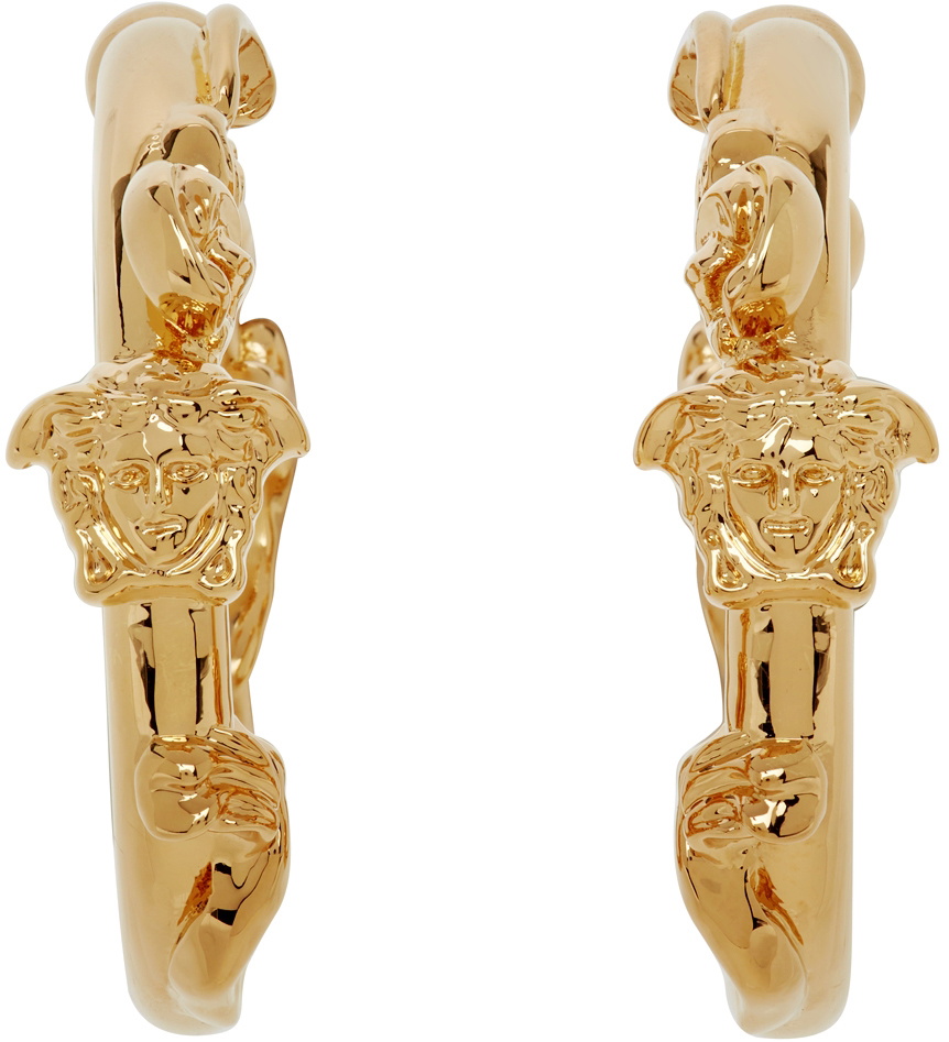 Versace Gold Small Medusa Head Hoop Ear Cuffs Versace
