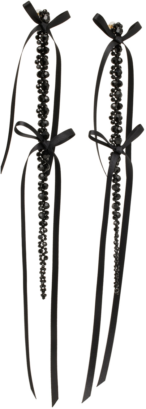 Simone Rocha Black Bow Ribbon Earrings Simone Rocha