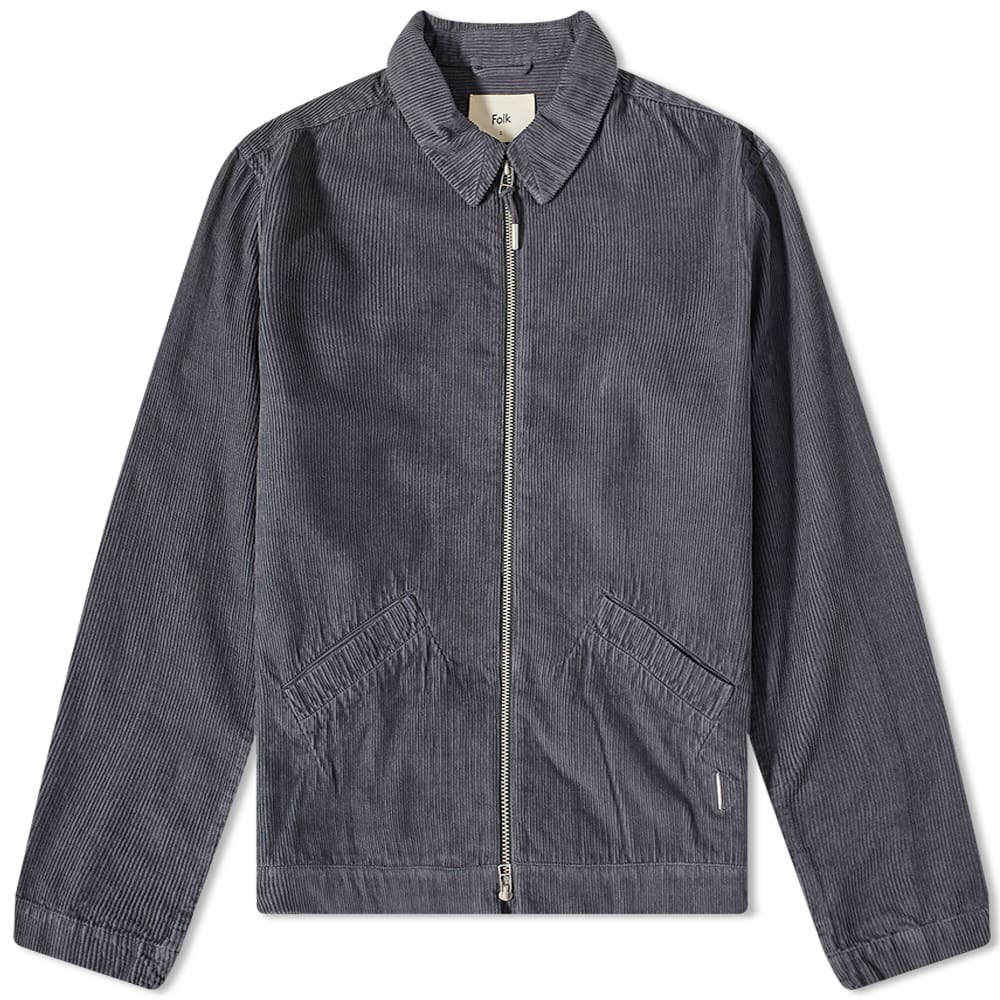 Folk Men's Cord Signal Jacket in Slate Acid Wash Folk