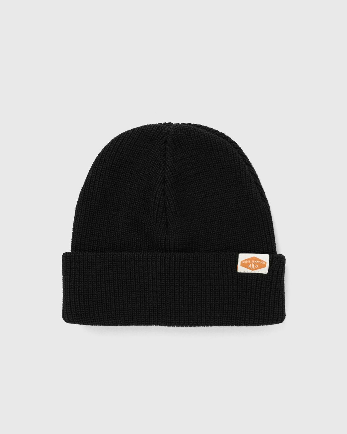 Nudie Jeans Cotton Beanie Ribbed Black Mens Beany Nudie Jeans Co
