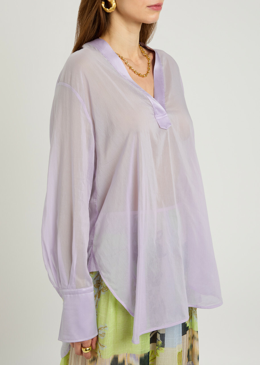 Forte_forte Semi-sheer Cotton-blend Voile Shirt Lilac Forte Forte