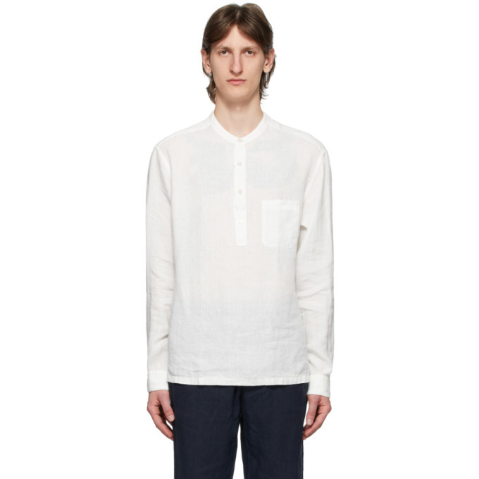 Z Zegna White Collarless Half-Buttoned Shirt Z Zegna