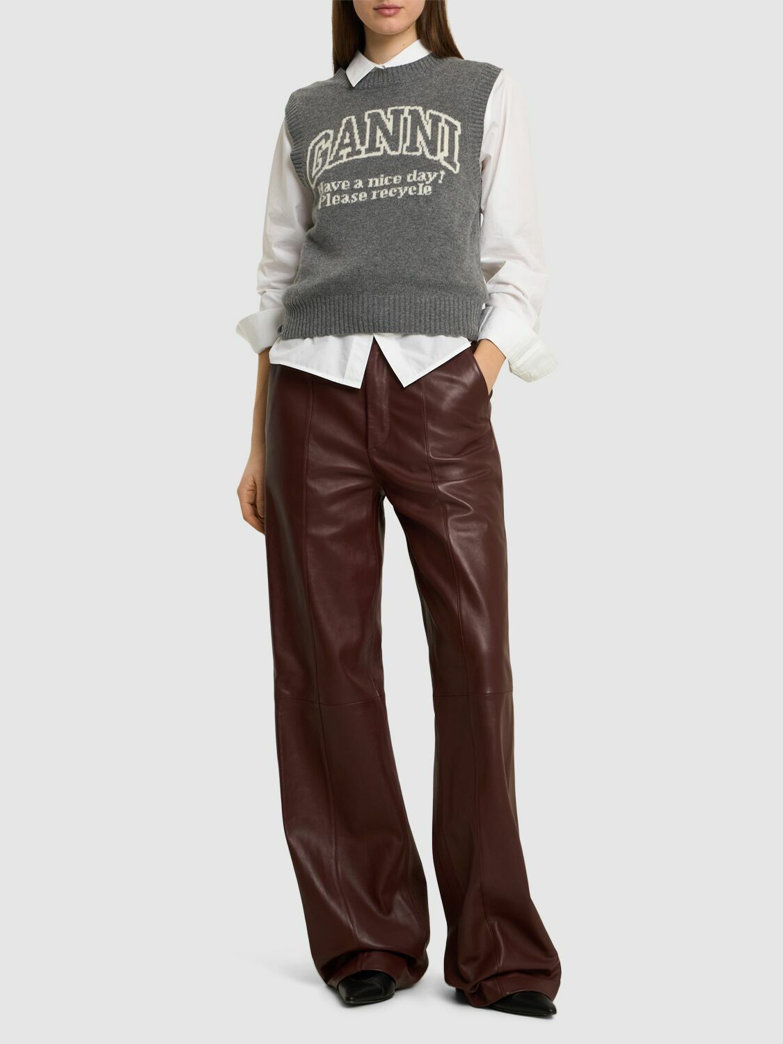 GANNI Logo Wool Blend Vest GANNI