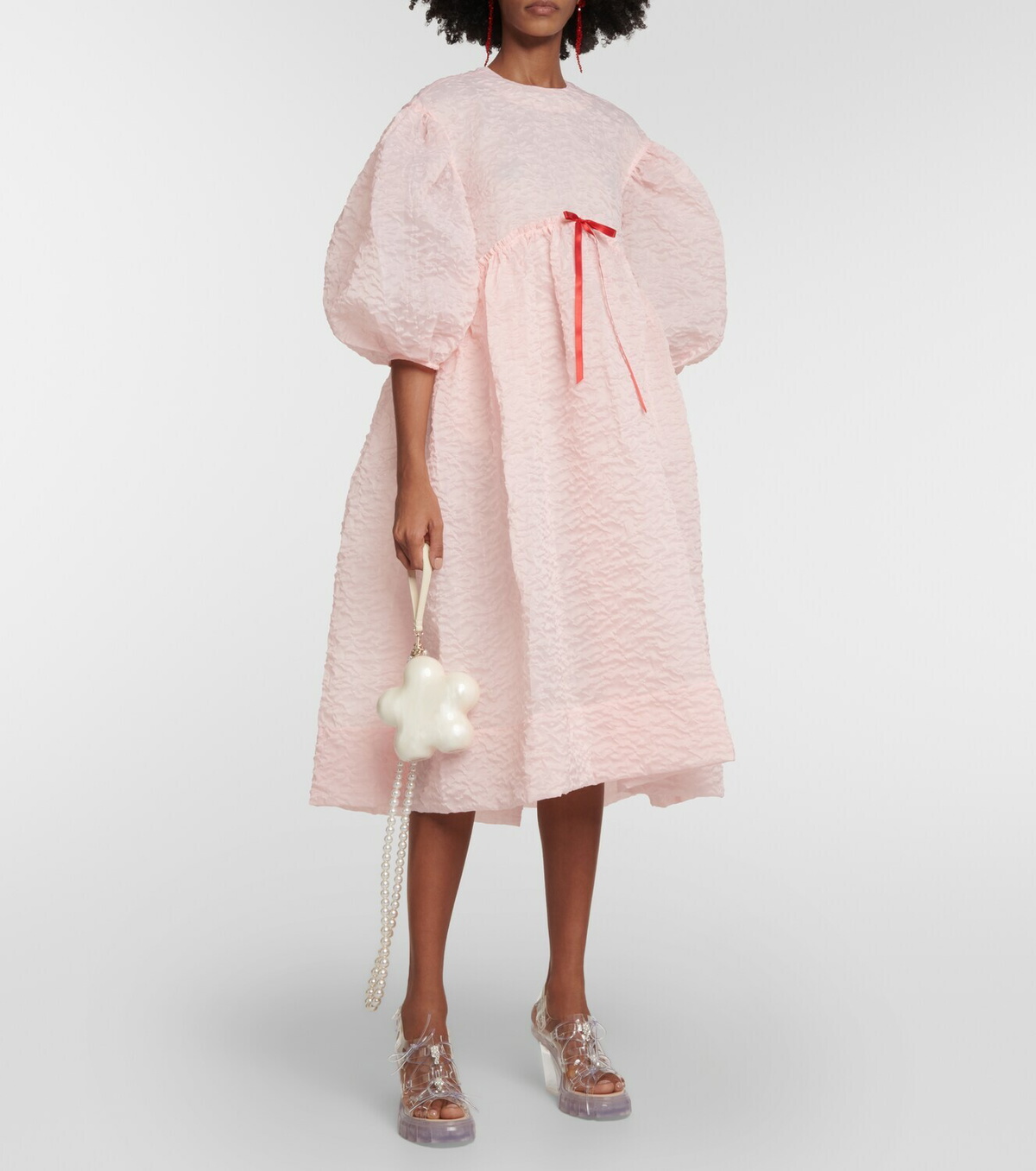 Simone Rocha Smocked satin midi dress Simone Rocha