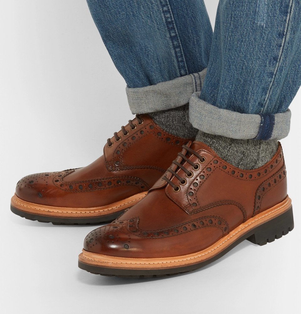 Grenson Archie Leather Wingtip Brogues Men Tan Grenson Grenson Archie Leather Wingtip Brogues Men Tan Grenson