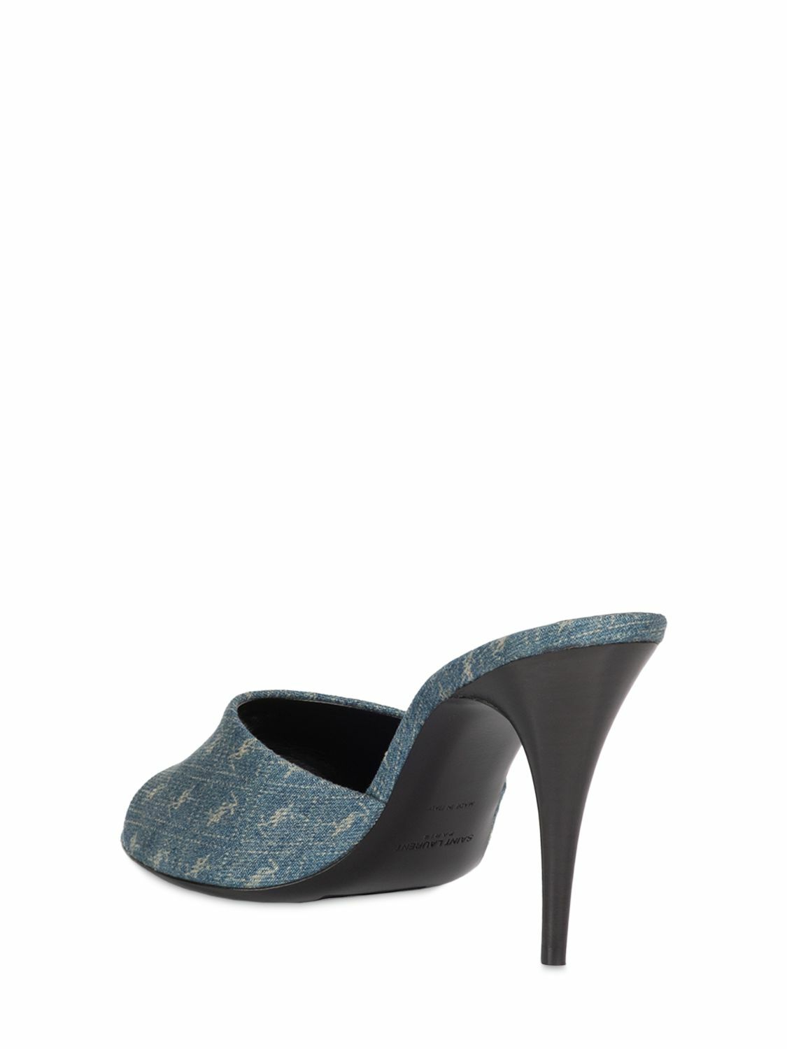 SAINT LAURENT - 95mm La 16 Denim Mule Sandals Saint Laurent