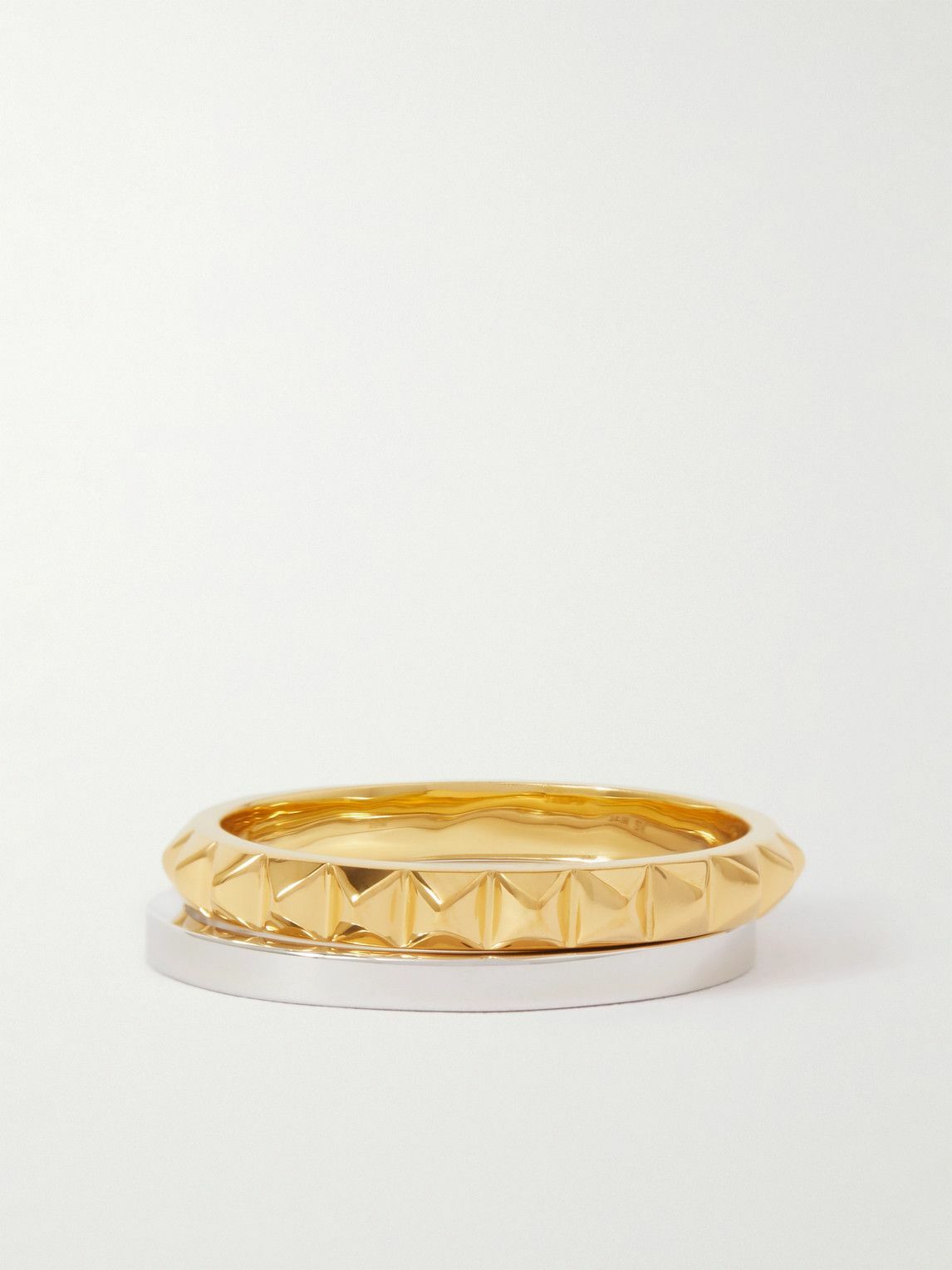 Jam Homemade - Set of Two Silver and Gold-Plated Diamond Rings - Gold ...